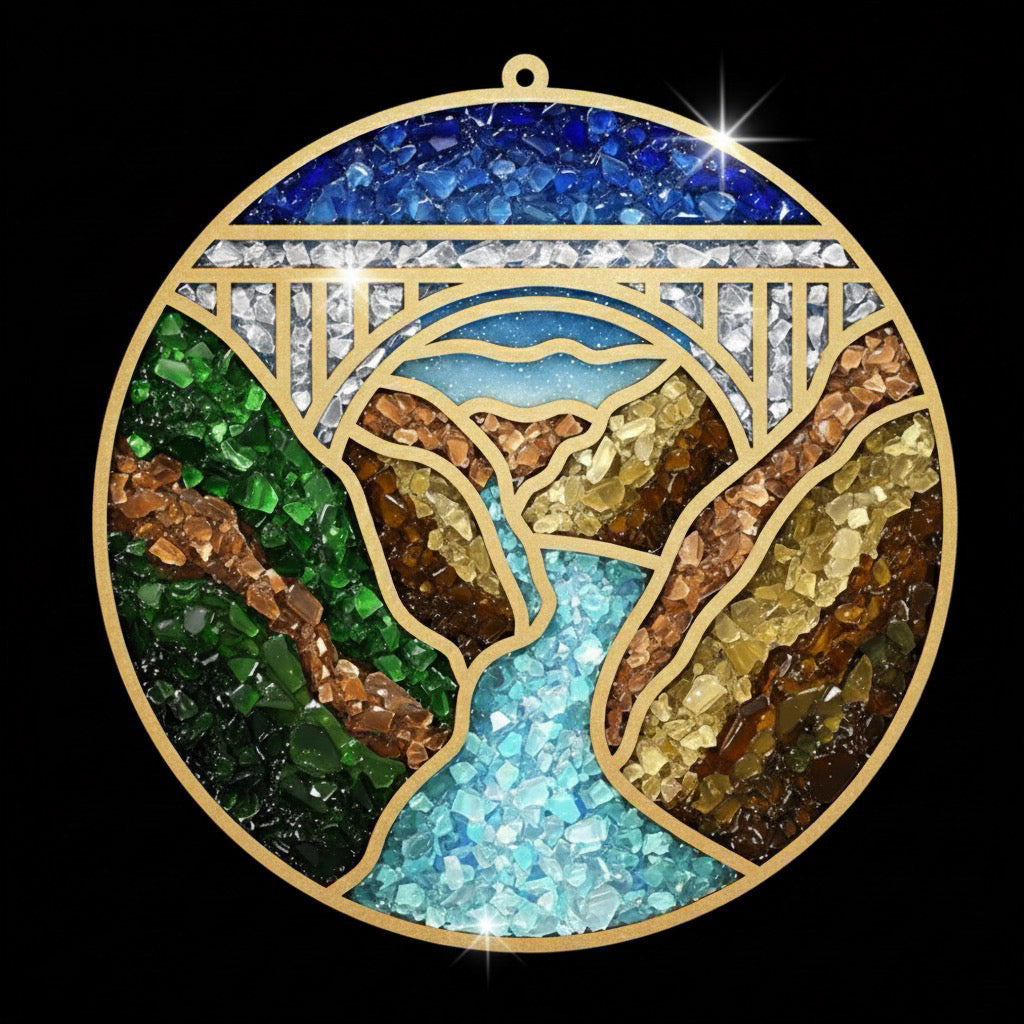 DIY New River Gorge WV Crushed Glass Suncatcher – Uncork and Create